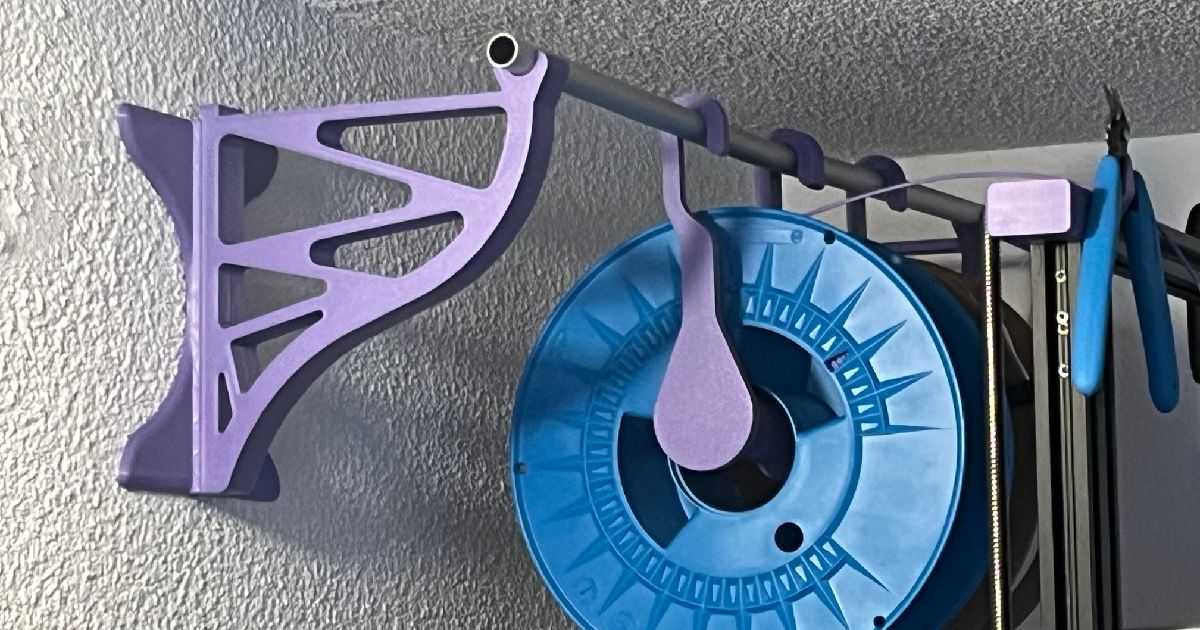 Filament wall-mounted rack with easy spool access (Parametric files) by ...