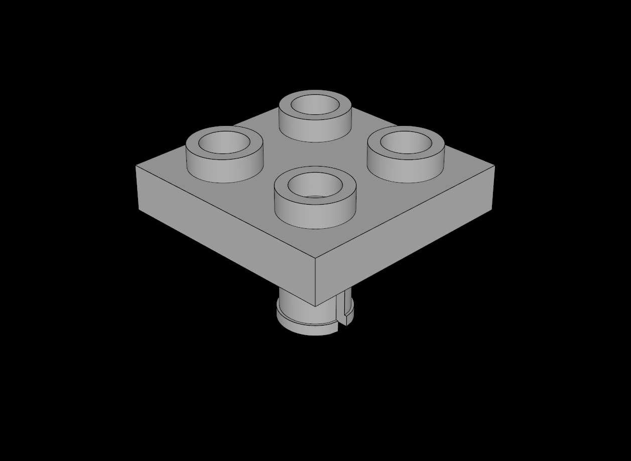Lego Compatible (2476.dat) Plate 2 x 2 with Pin Type 1 by thall72 ...
