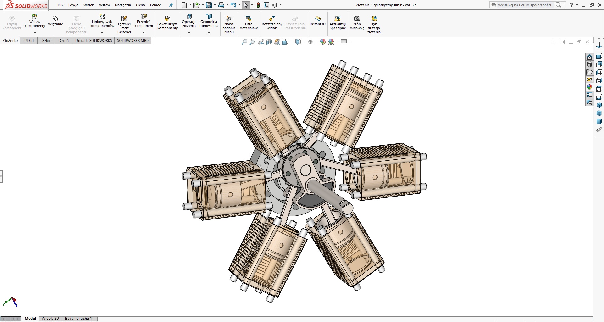 Six Cylinder Radial Engine by MarcinPaska | Download free STL model ...