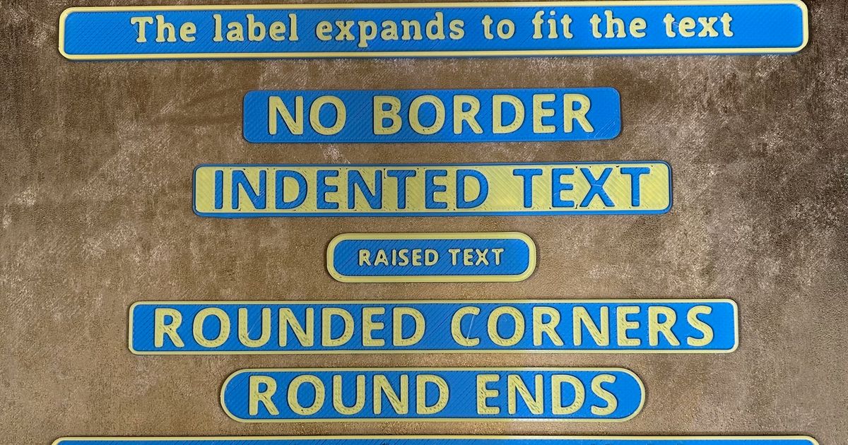 Editable configurable labels by middleagedspread | Download free STL ...