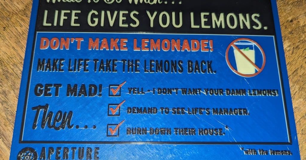 Portal 2 Lemons Art by Bliss_Engineering | Download free STL model ...