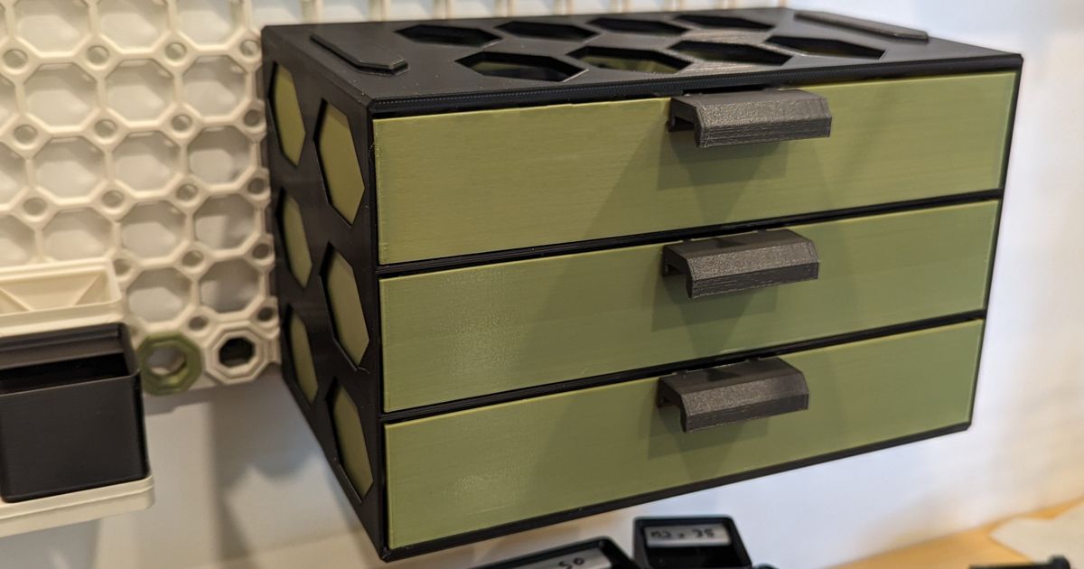 Honeycomb Gridfinity case and drawer 5x3x6 Remixed by 駄目g - MakerWorld