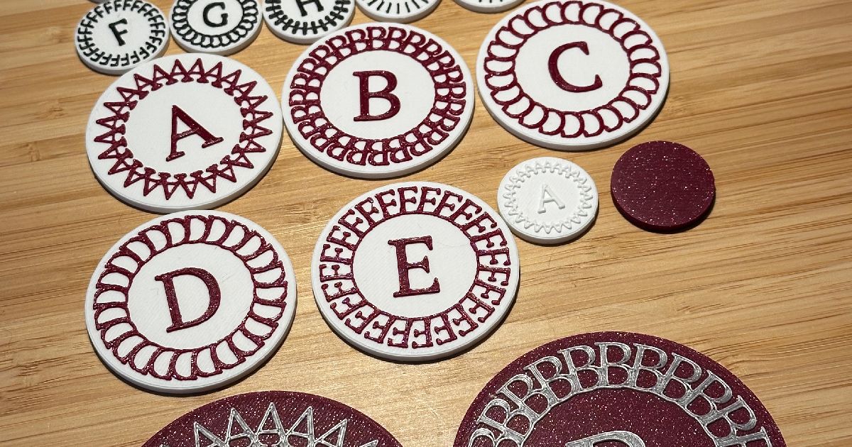 Generic D&D Mini Tokens, with letters by Cisne | Download free STL ...