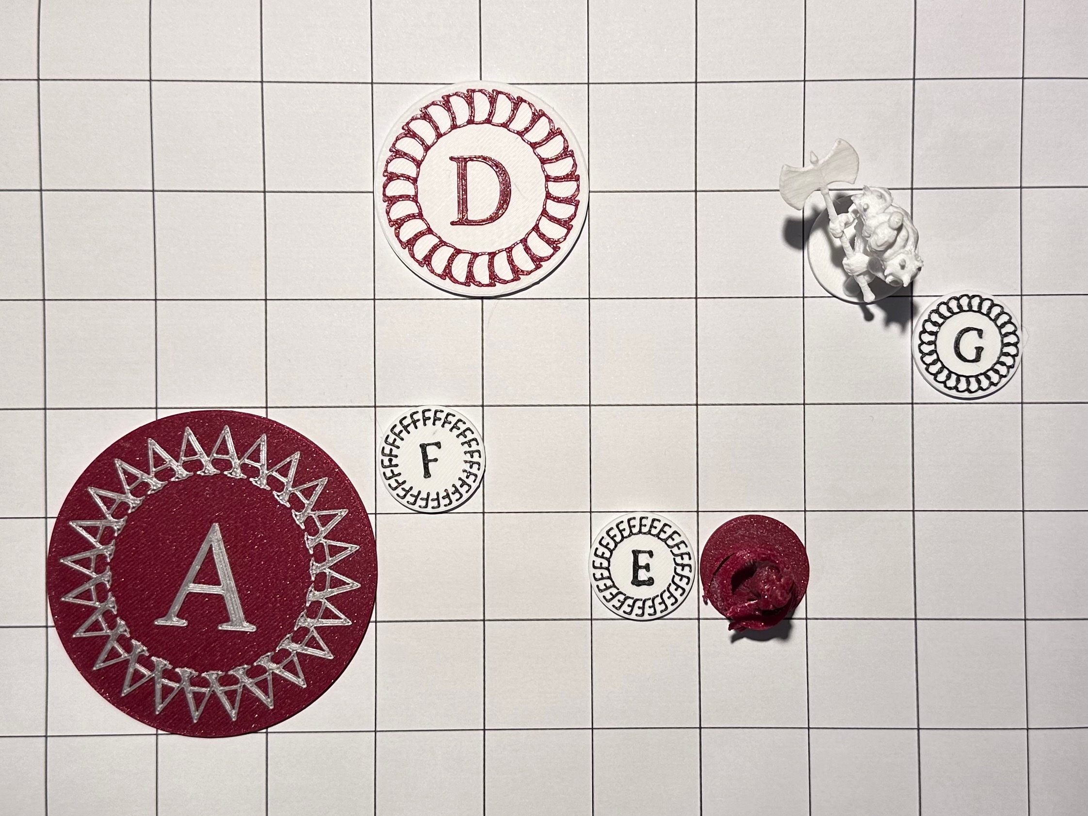 Generic D&D Mini Tokens, with letters by Cisne | Download free STL ...