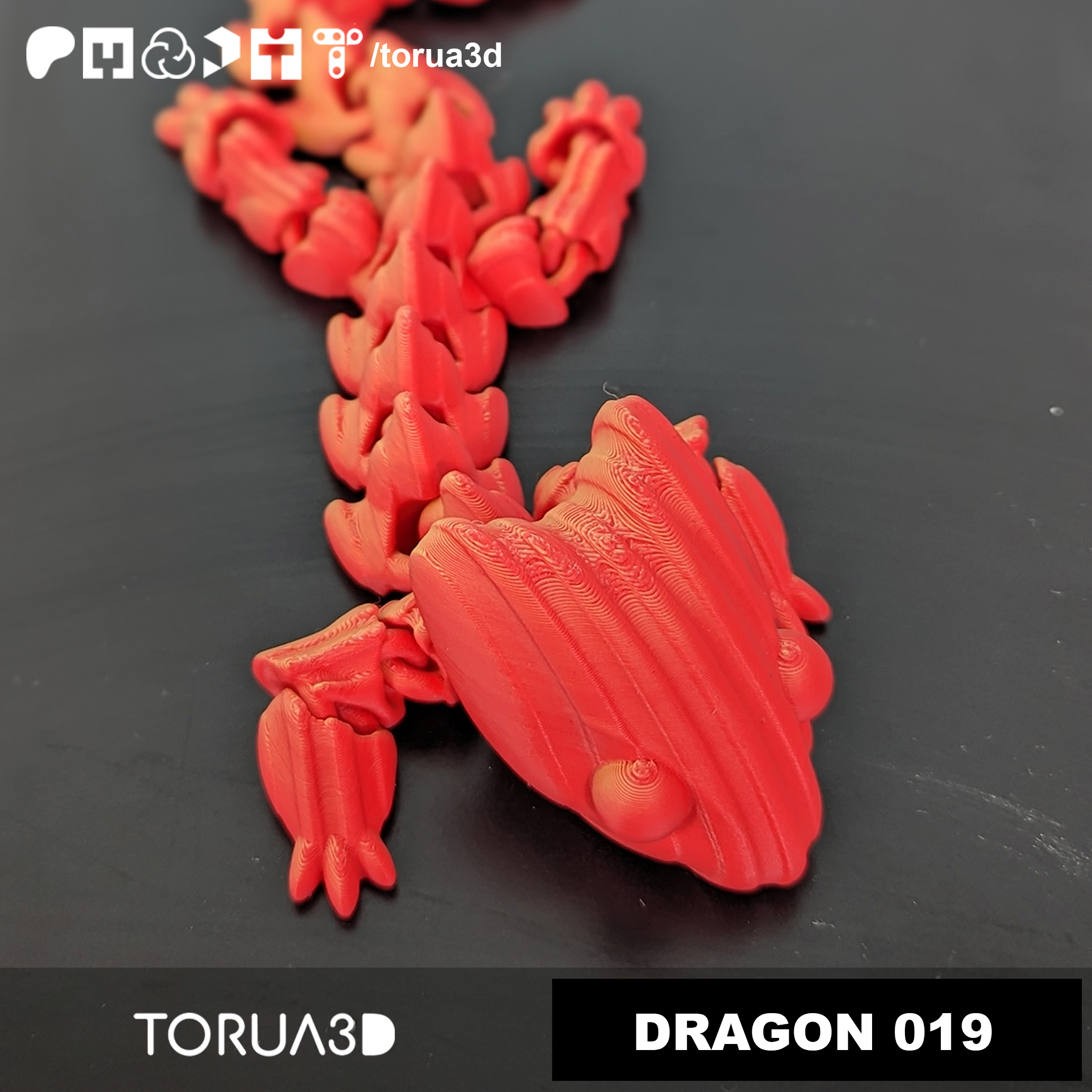 Articulated Dragon 019 by Torua3D | Printables Store