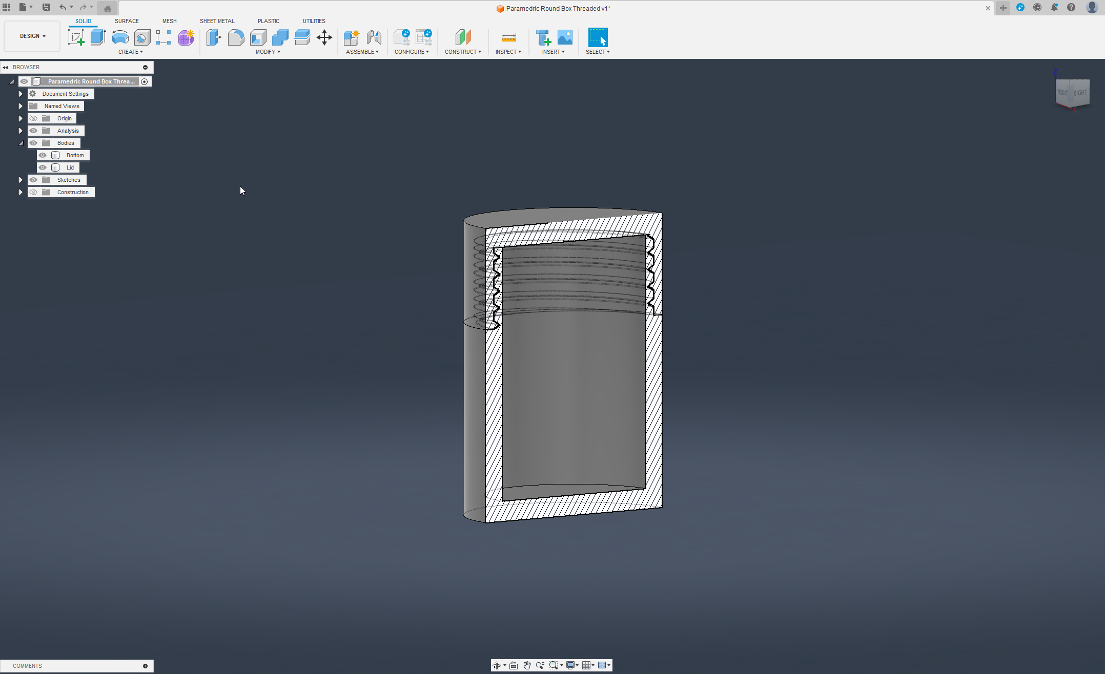 Parametric Threaded Round Box Fusion 360 by Spadin | Download free STL ...