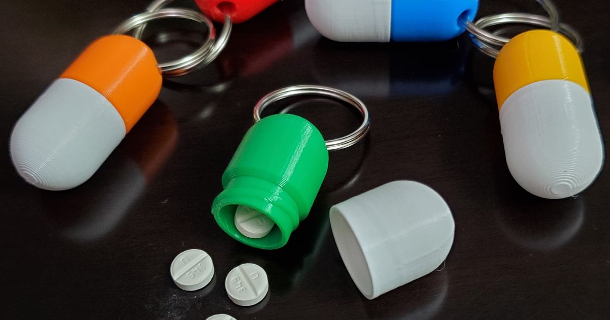 Pill Keychain - Pill Shaped Pill Case por Ziggy | Descargar modelo STL ...