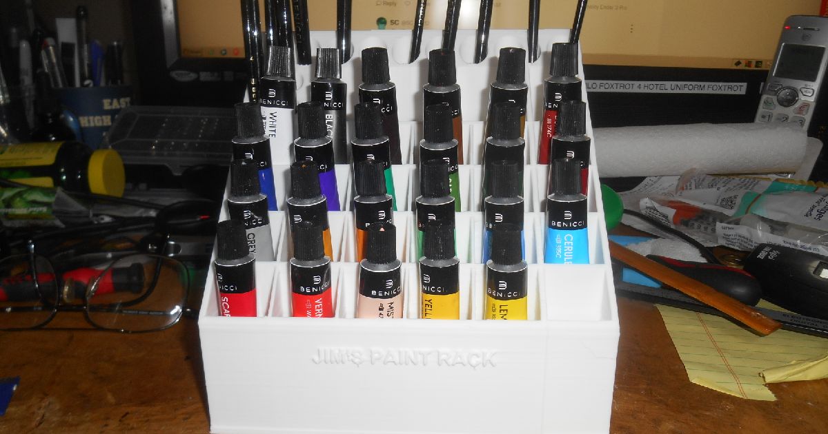 Enlarged tube holder to fit paint size plus more spaces for paints. by ...