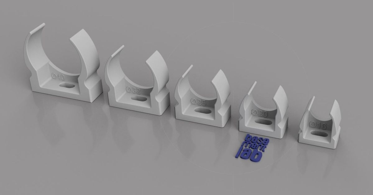 Pipe clip Ø 16 / 20 / 25 / 32 / 40mm - B Type - Clip Fissatubo Aperto ...