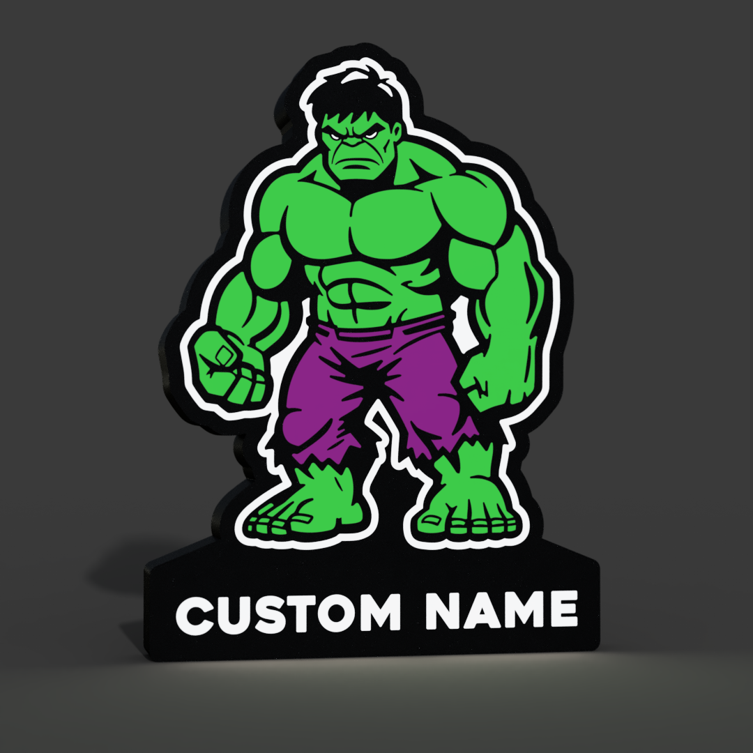 The Hulk Customizable Name Lightbox LED Lamp by braga3dprint ...