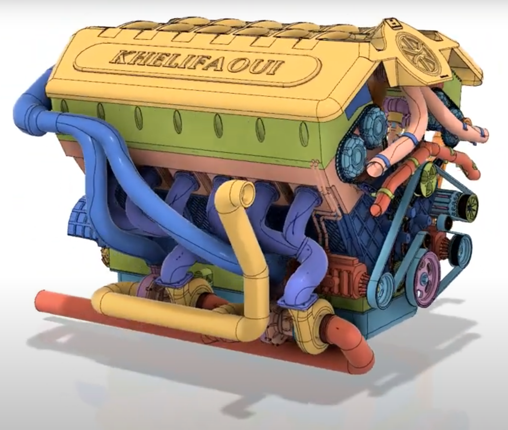 V12 Diesel Turbo Engine Model by SeeMaxx | Download free STL model ...