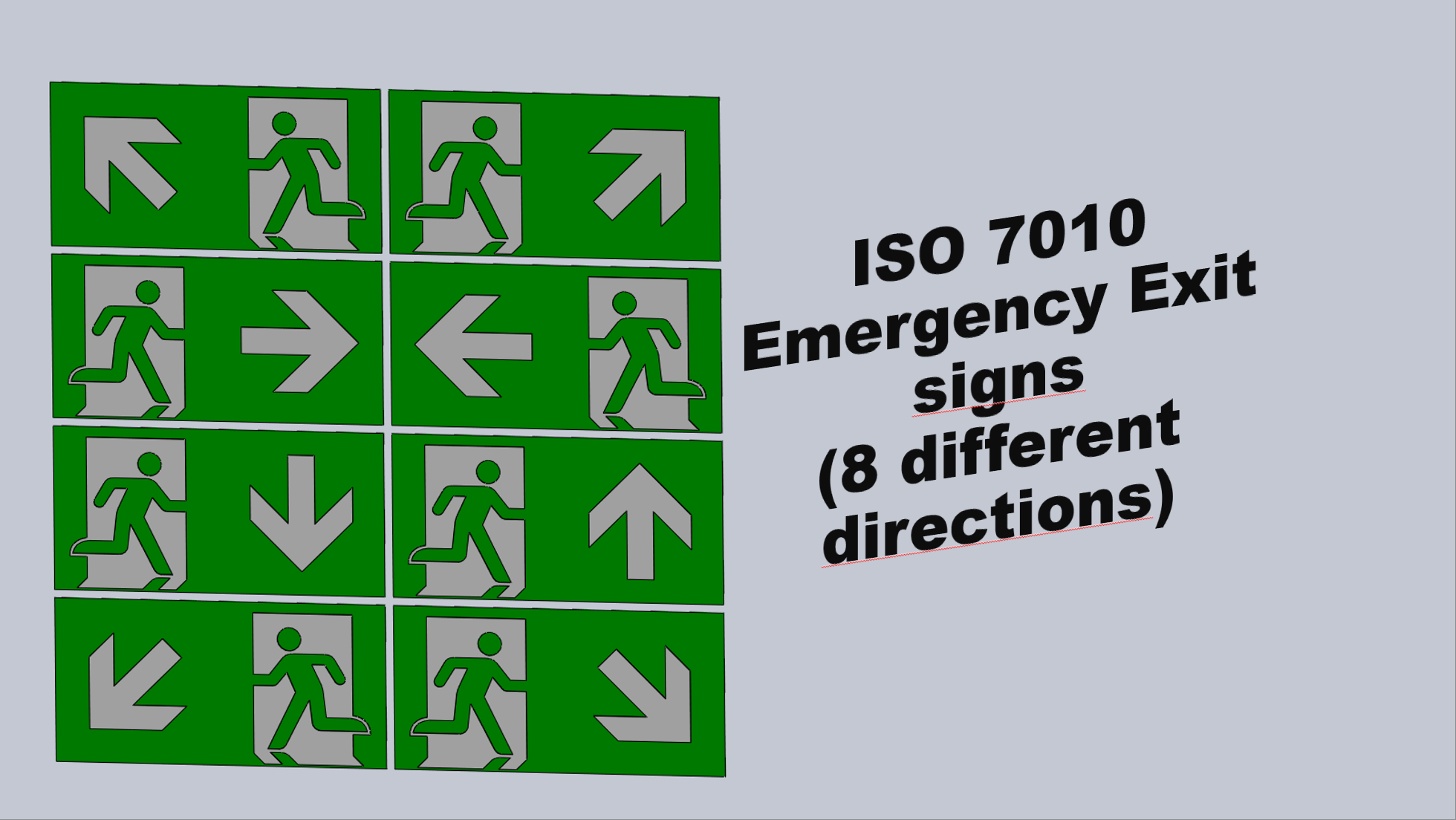 ISO 7010 - Emergency Exit Signs with Directions od autora Drunken ...