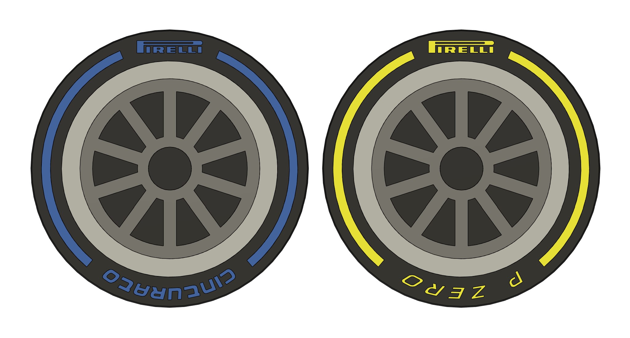 F1 Pirelli 18" Tire Coasters Pzero and Cinturato by BASt | Download ...
