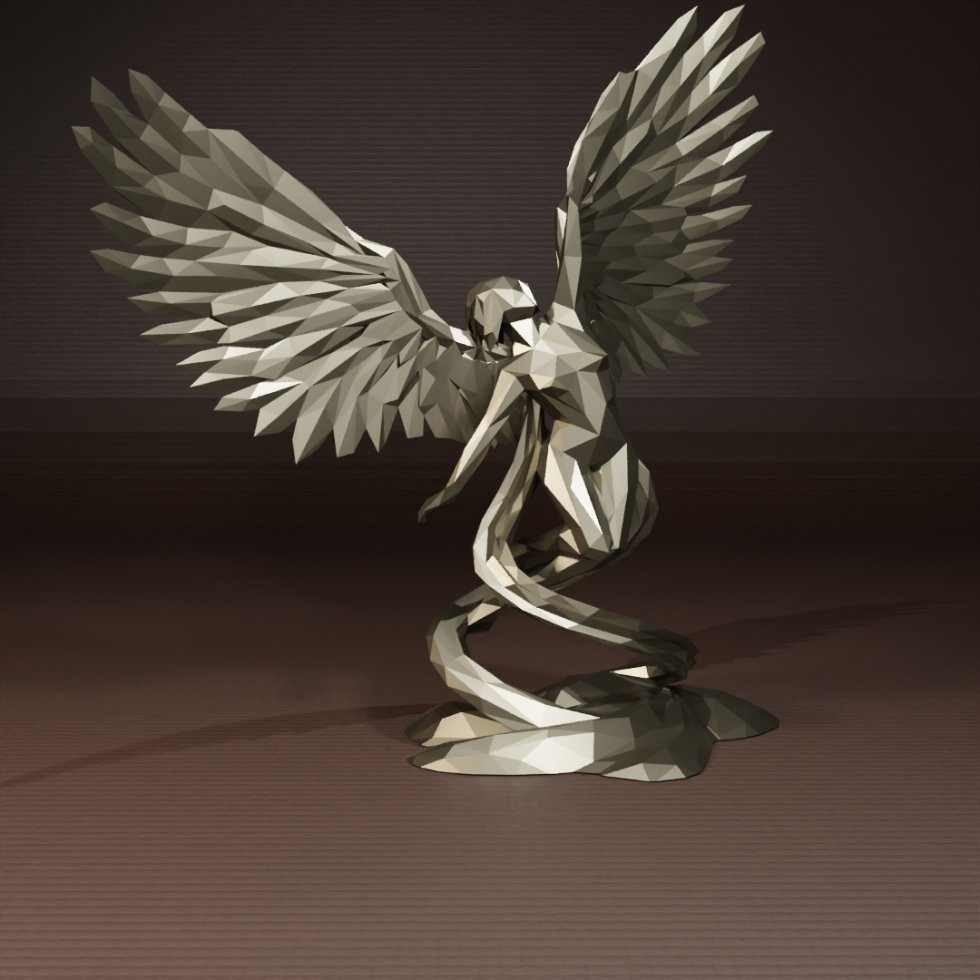 Low poly Angel with huge wings by Maker81 | Download free STL model ...
