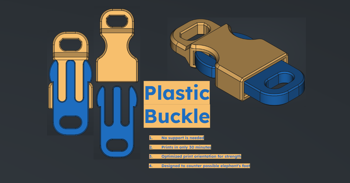 Plastic Buckle (Designed for 3d printing with zero supports) von ...