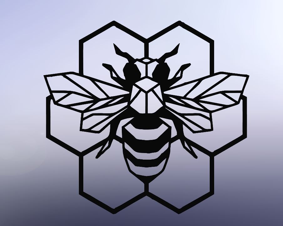 2D BEE, WALL BEE, LINE ART BEE, 2D ART HONEYCOMB, WALL HONEYCOMB by ...