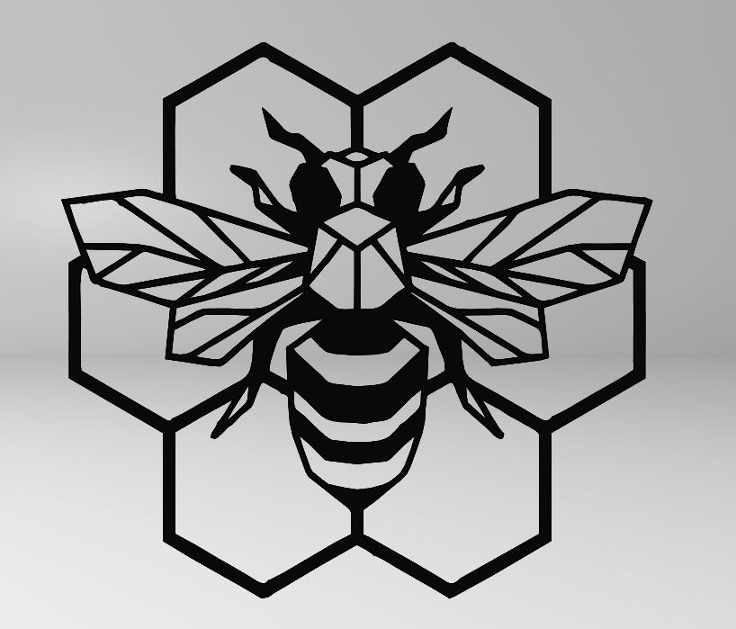 2D BEE, WALL BEE, LINE ART BEE, 2D ART HONEYCOMB, WALL HONEYCOMB by ...