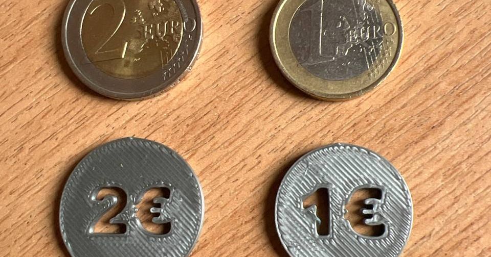 Shopping cart trolley key - 1€ and 2€ by Ivan | Download free STL model ...