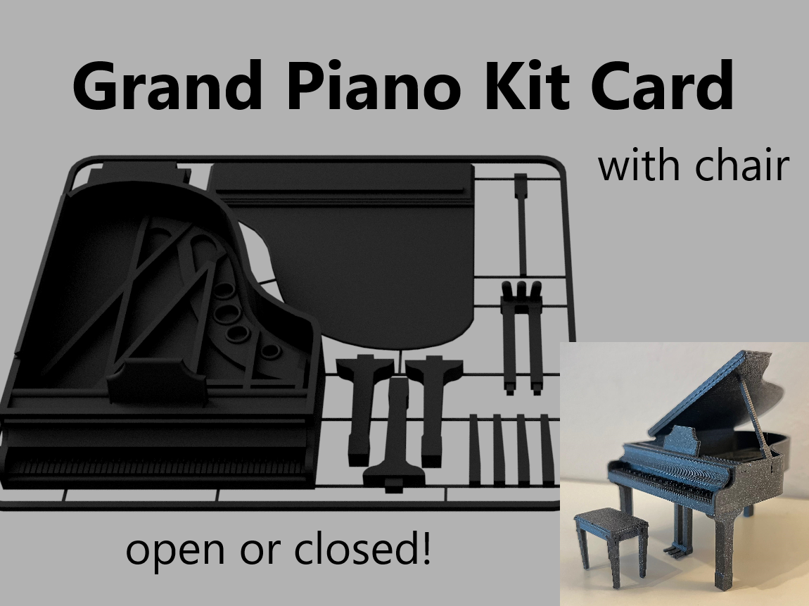 Grand Piano Kit Card (1:24) with chair (open or closed possible!) by ...