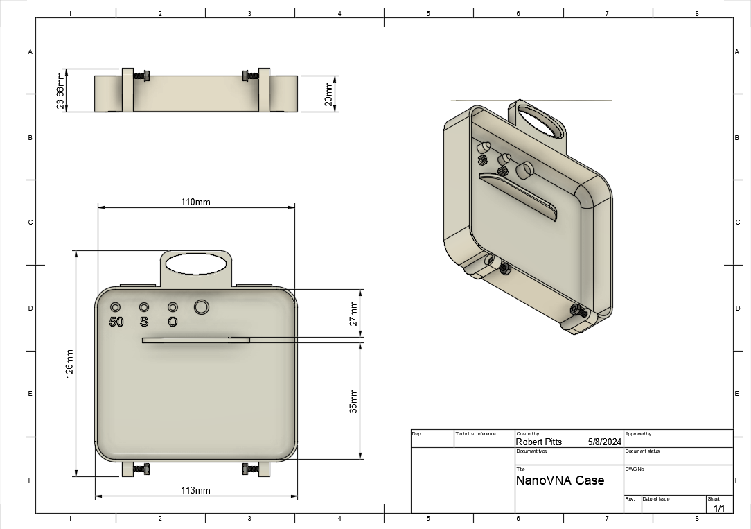 Simple Nano VNA carry case (Briefcase) with Calibration slug holders by ...