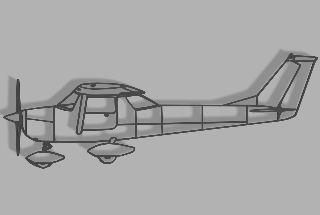 Cessna 152 3-view Drawing Line Art by Fight to Fly Designs | Download ...