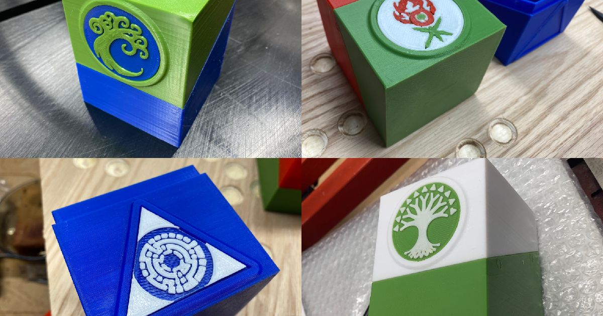 Card Boxes - SET OF 4 - Selesnya (2 colors), Gruul (3 colors), Azorius ...