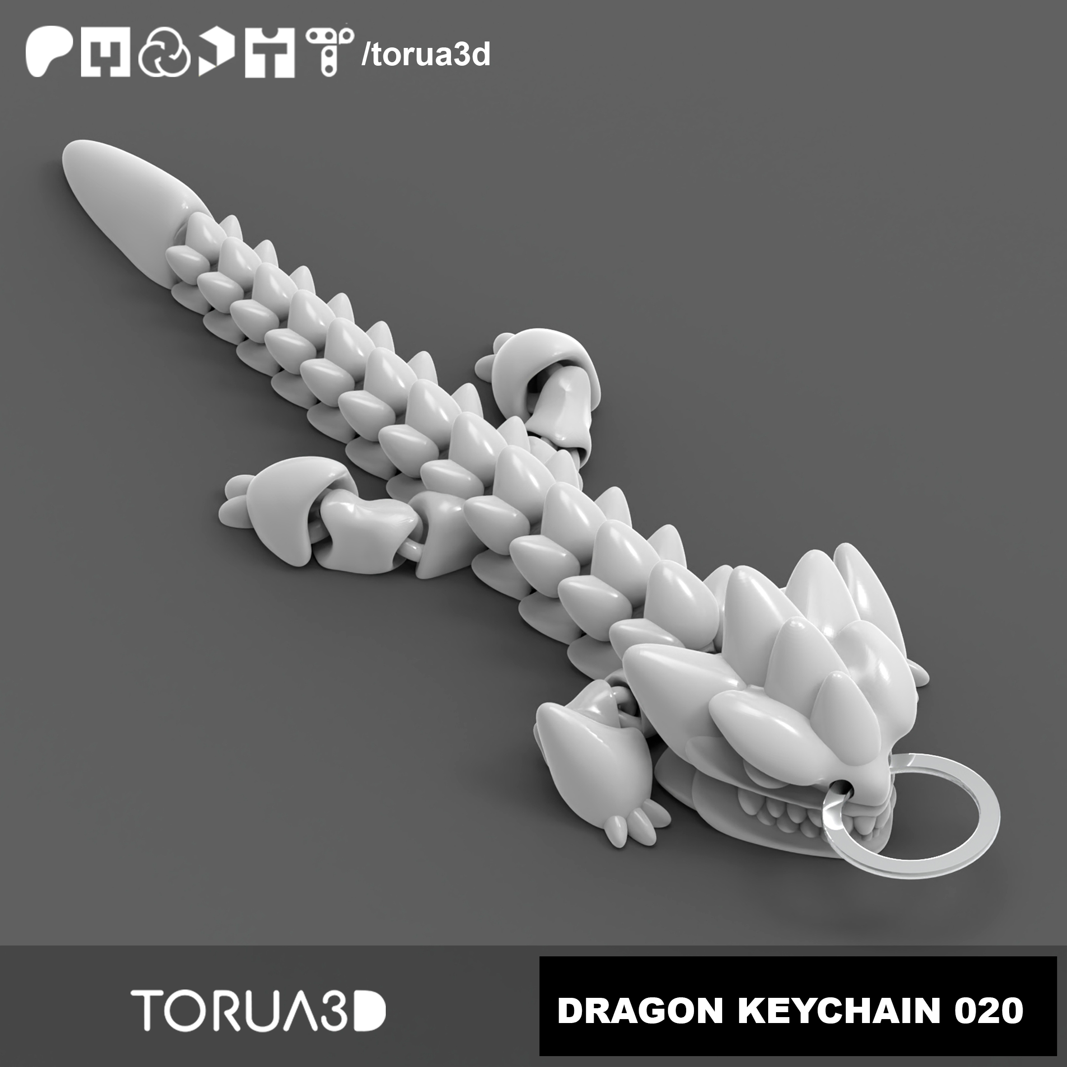 Articulated Dragon Keychain 020 by Torua3D | Printables Store