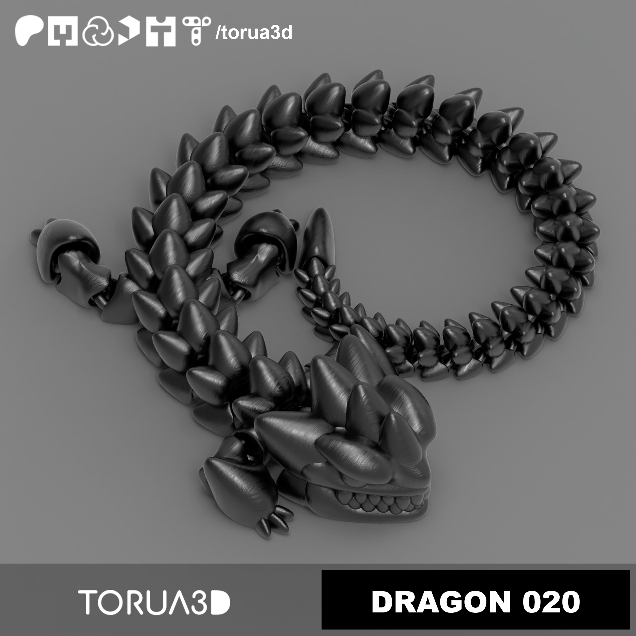 Articulated Dragon 020 by Torua3D | Printables Store