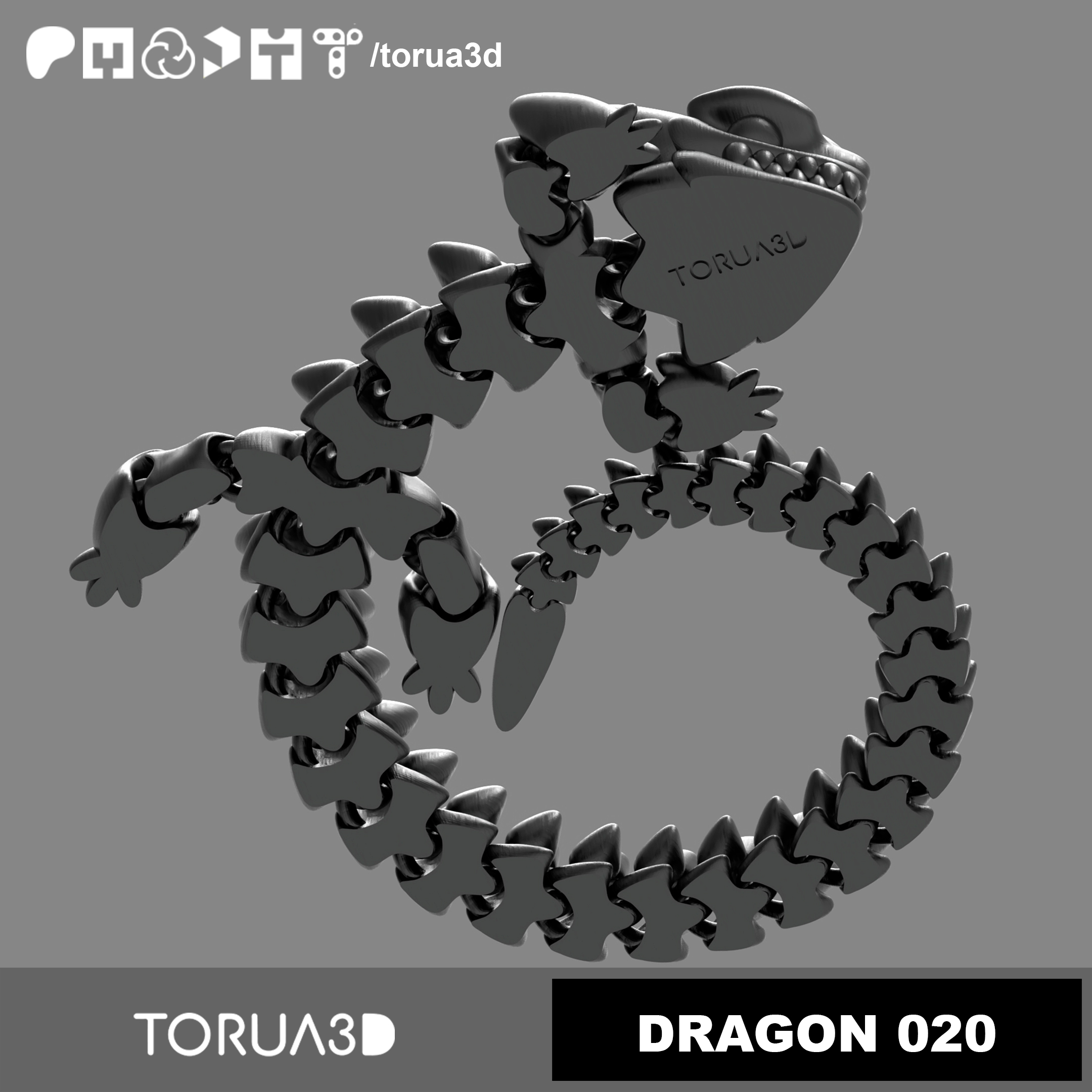 Articulated Dragon 020 by Torua3D | Printables Store