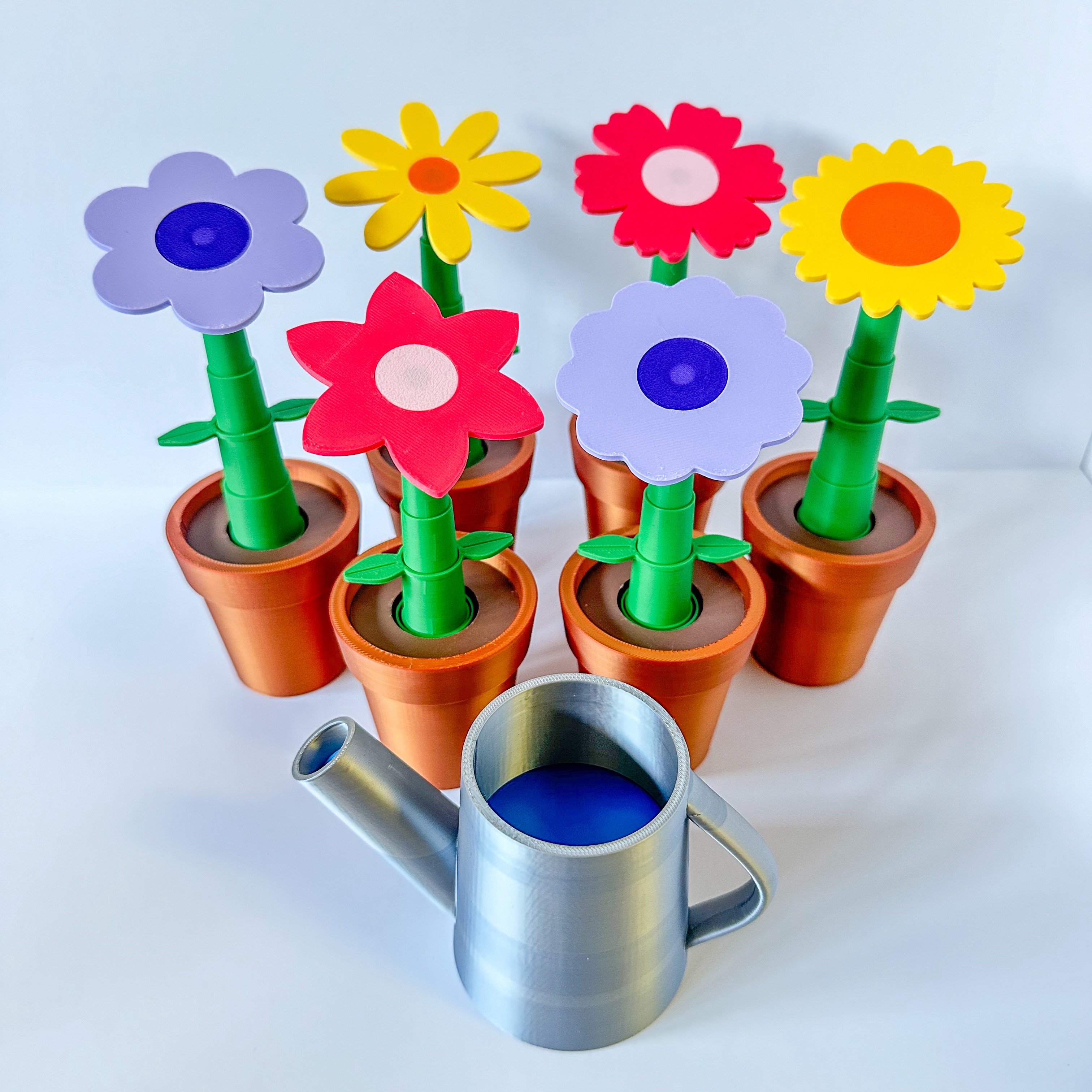 Potted Flowers with Watering Can by 3DPmom | Download free STL model ...