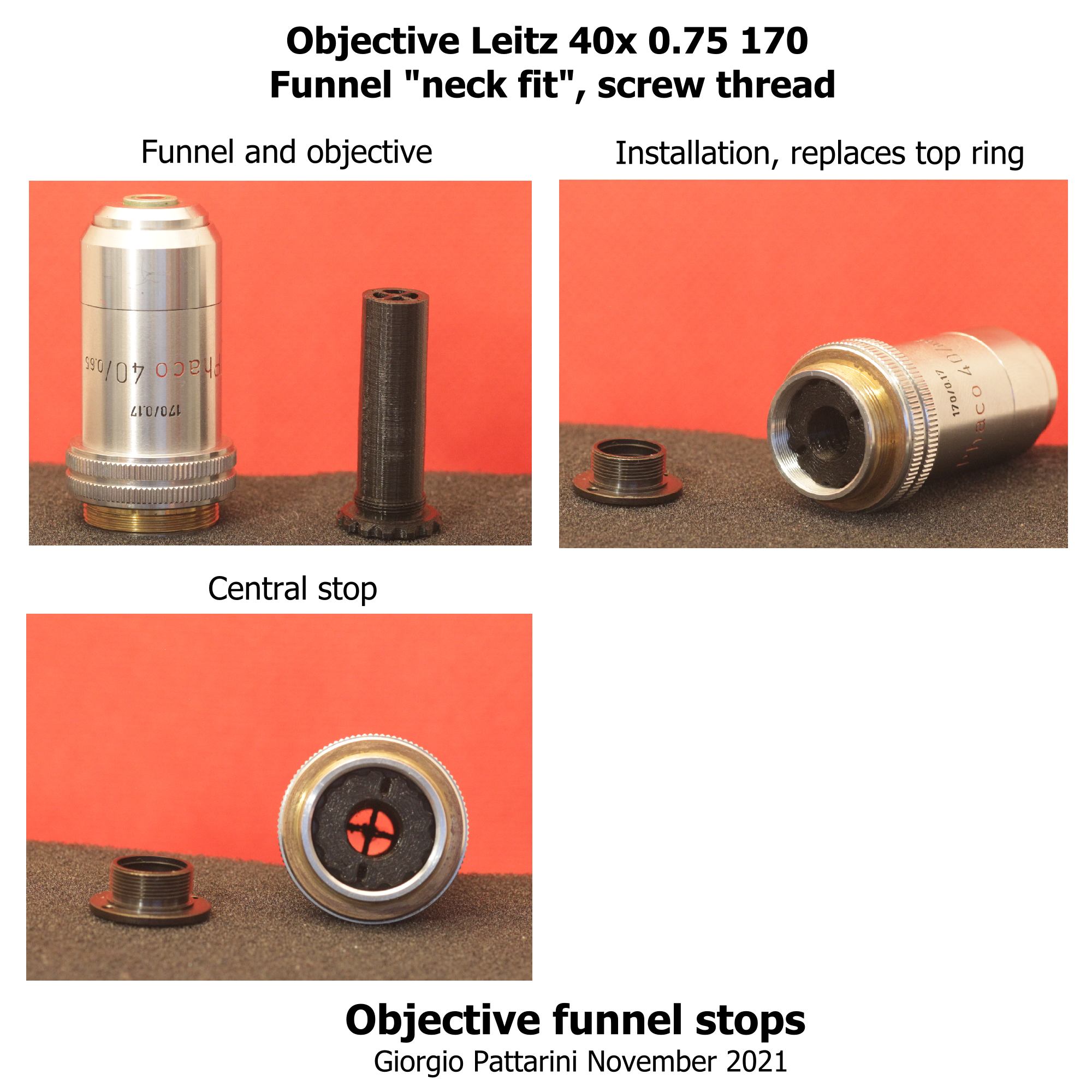 Microscope objective Funnel stops - fits (almost) any model von patta ...