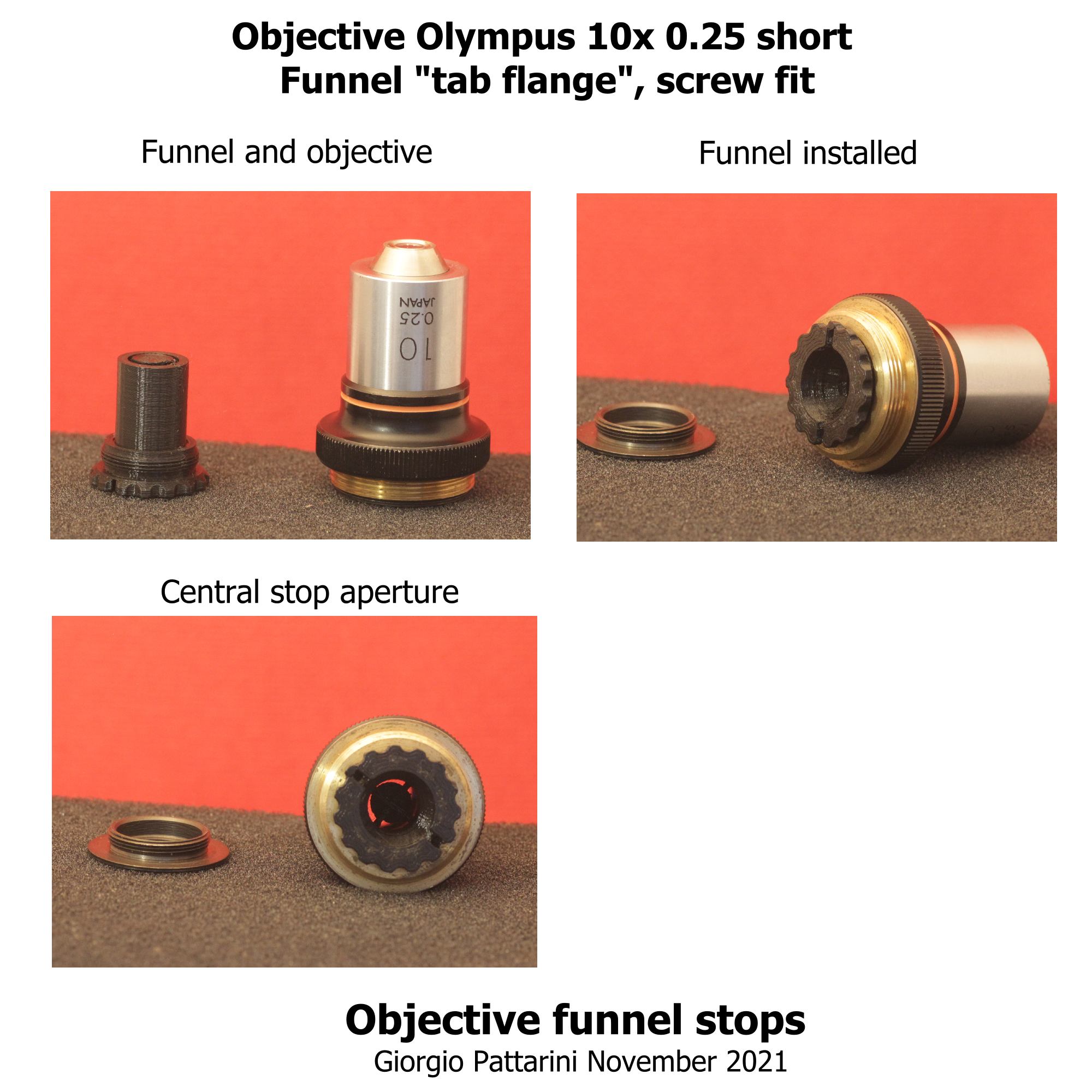 Microscope objective Funnel stops - fits (almost) any model von patta ...