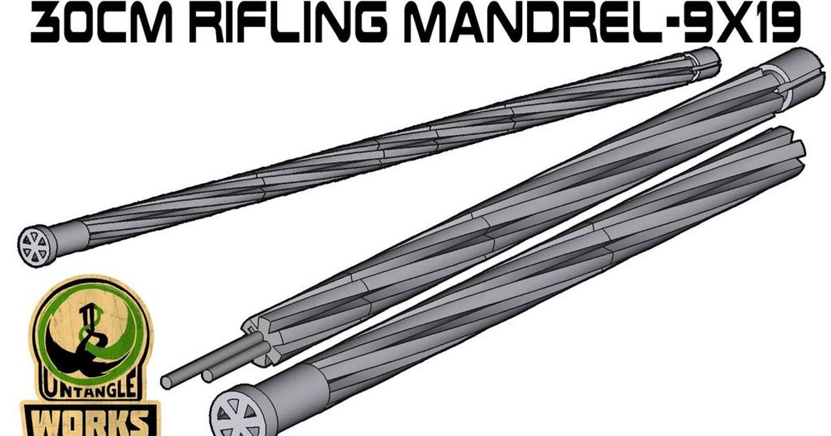 ECM (v1) 30cm Rifling Mandrel-9x19 by UntangleWORKS | Download free STL ...