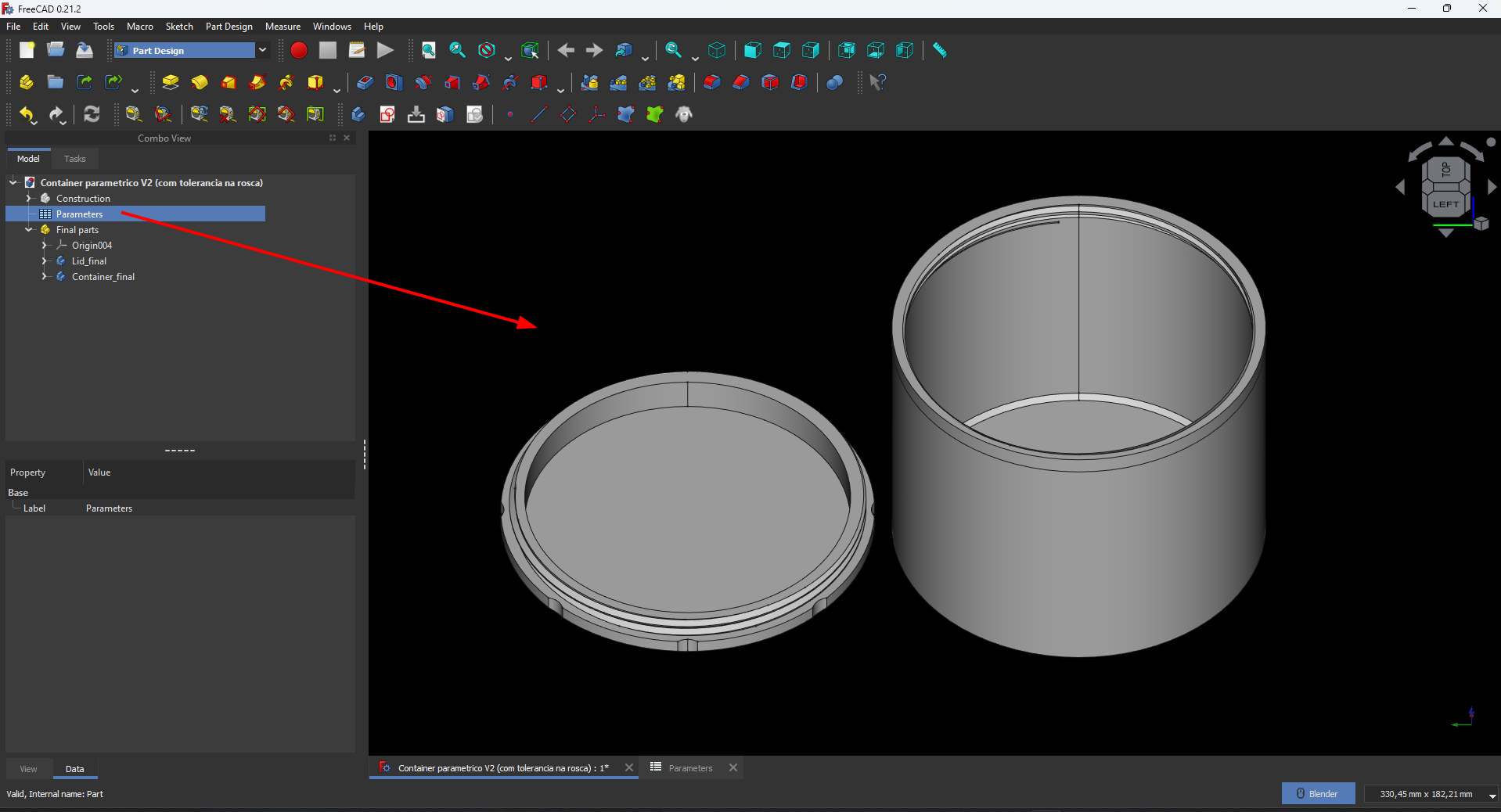 Parametric container with threaded lid by Fab3D Udesc | Download free ...