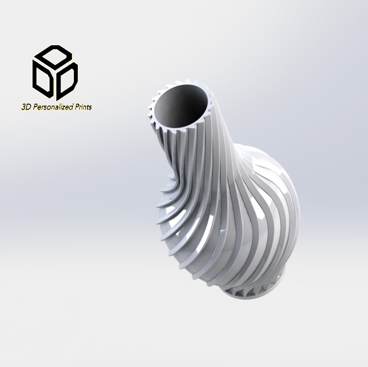 Flower Vase: Twisted Fin pattern by 3D Personalized Prints | Download ...