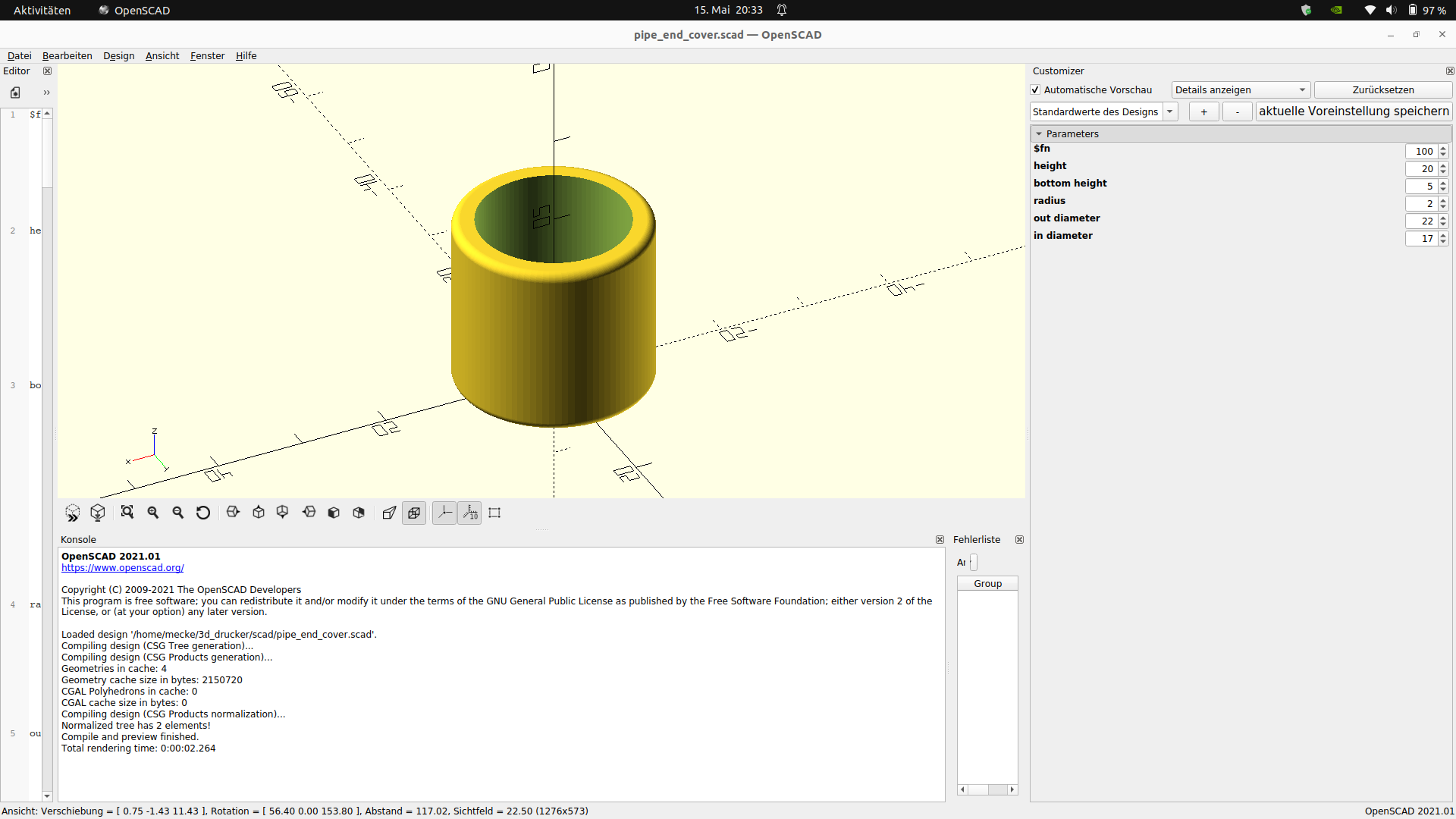 Flexibler Rohrendschutz / Flex Pipe End Cover / Anpassbares / Customizable OpenSCAD- Script by ...