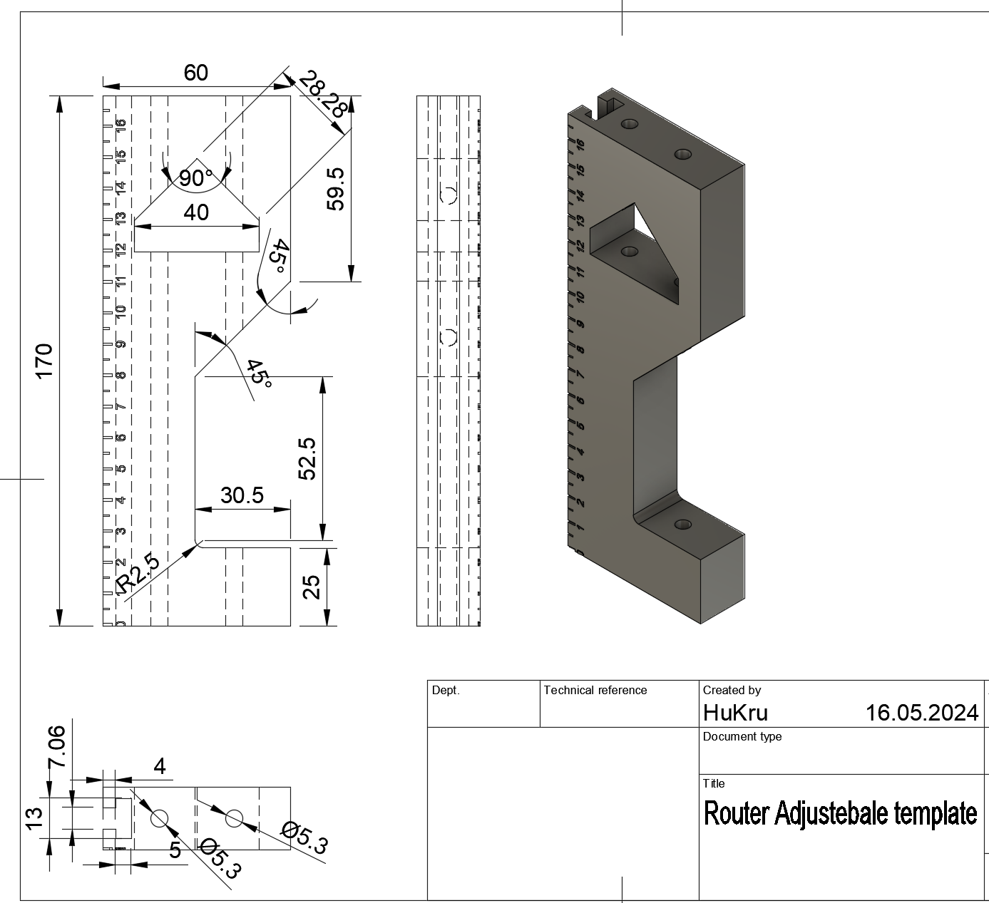 Adjustable Router Template MK#02 by HuKru | Download free STL model ...