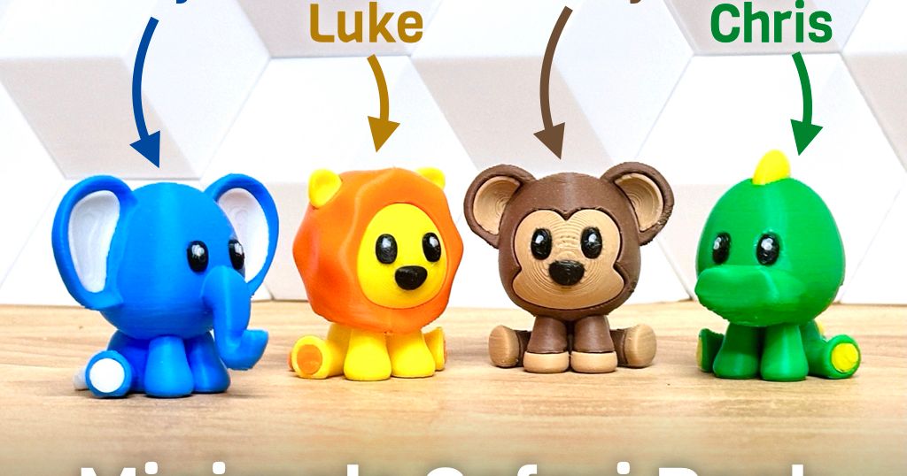 Minimals Safari Pack (cute tiny animal figures - elephant, lion, monkey ...