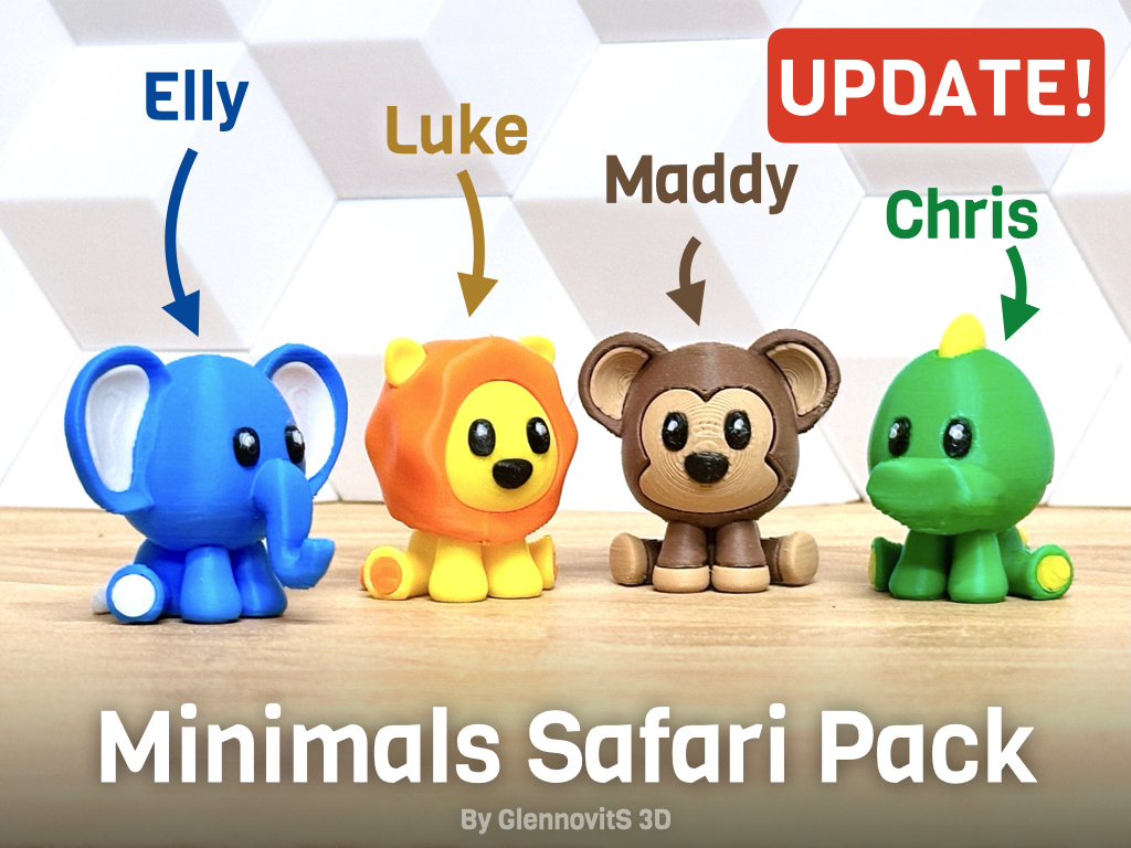 Minimals Safari Pack (cute tiny animal figures - elephant, lion, monkey ...