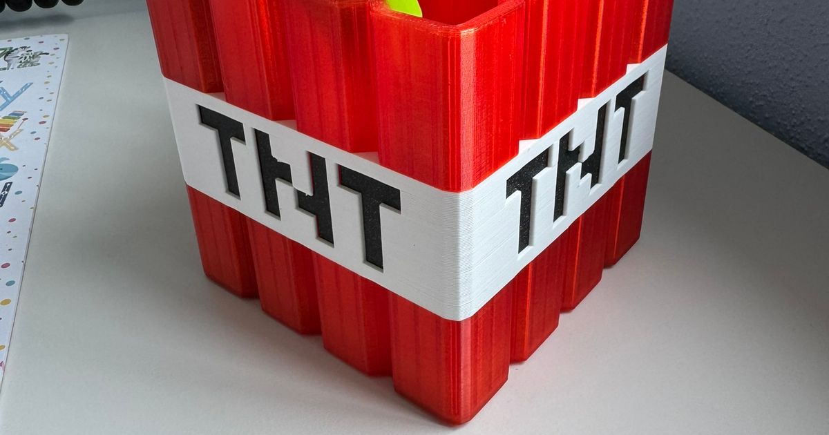 Minecraft TNT Desktop Pen Holder Box Multi-Color by LeinmuSe | Download ...