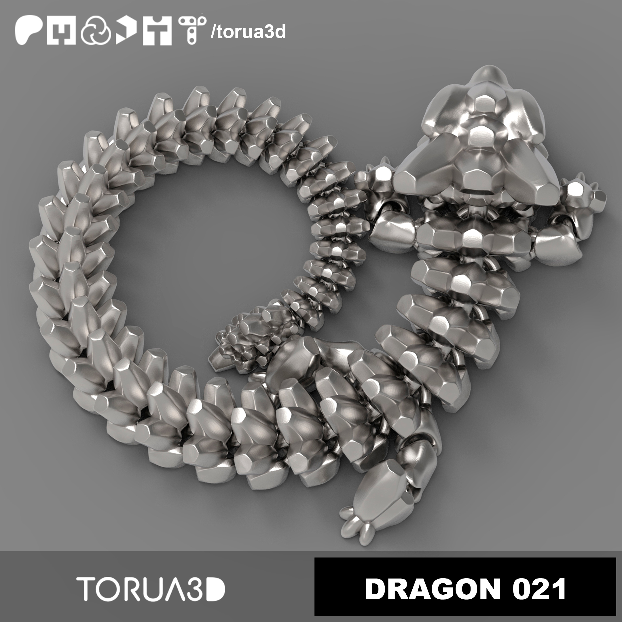 Articulated Dragon 021 by Torua3D | Printables Store