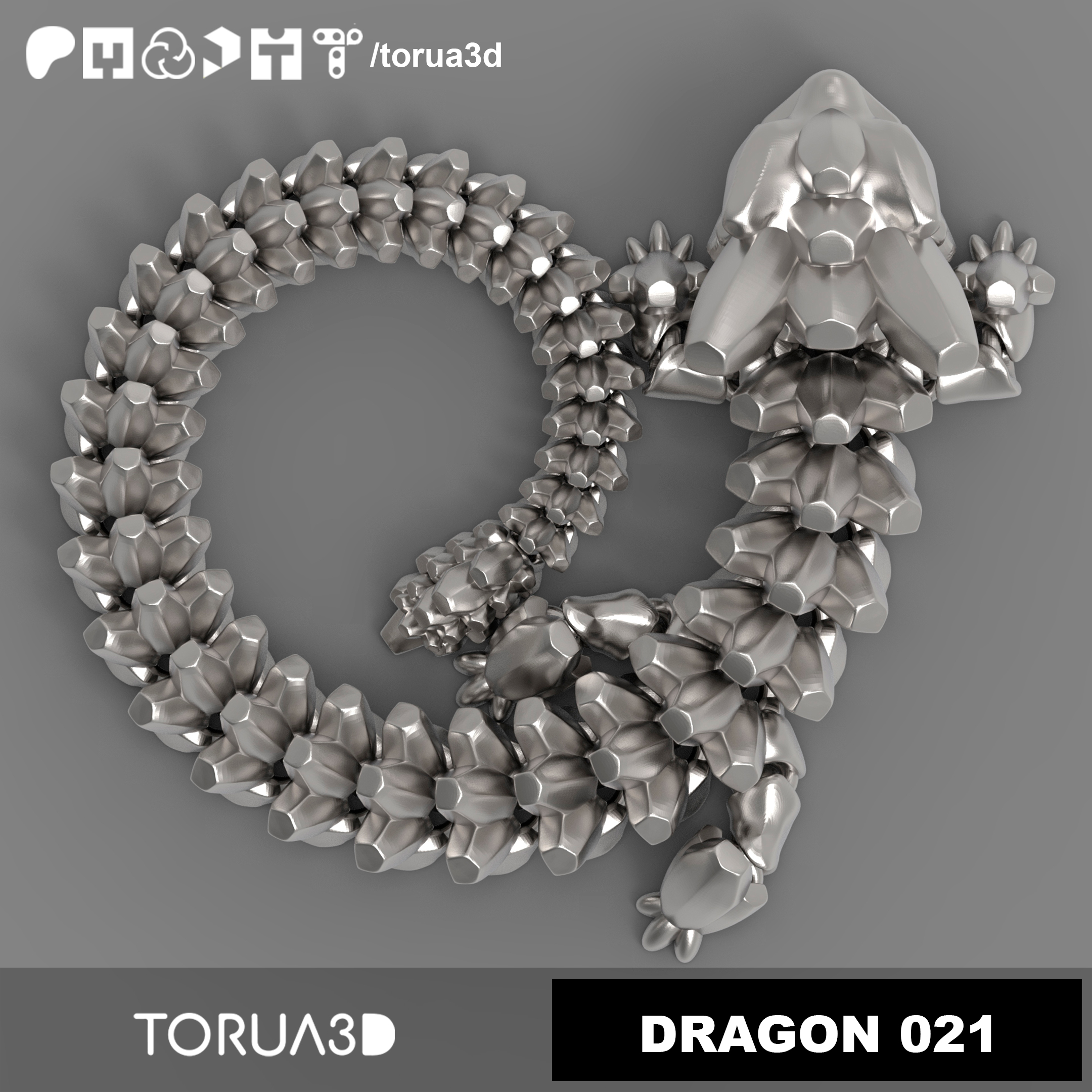 Articulated Dragon 021 by Torua3D | Printables Store