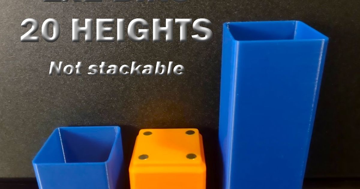 Gridfinity, 1x1, 20 Heights, Magnet Holes by JPM Designs | Download ...