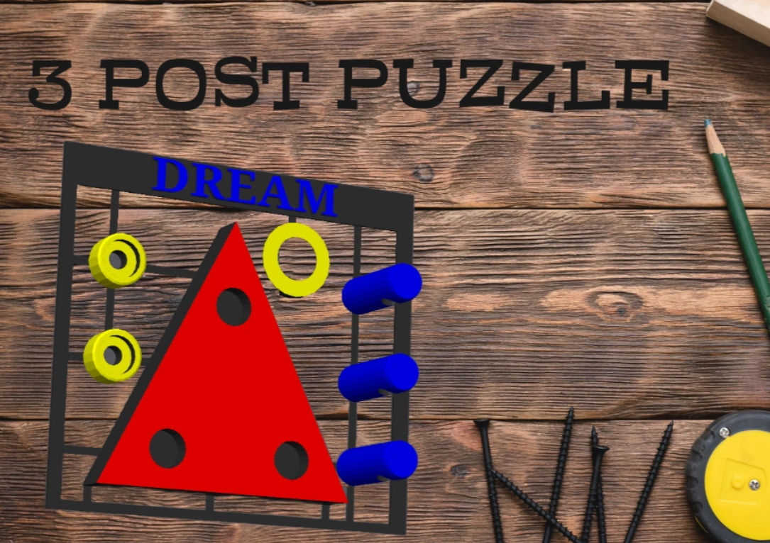 3 post puzzle by Dream | Download free STL model | Printables.com