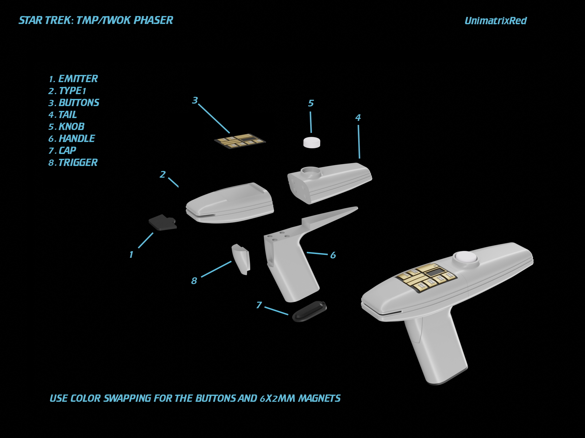 Star Trek: TMP/TWOK Phaser by 𝗨𝗻𝗶𝗺𝗮𝘁𝗿𝗶𝘅𝗥𝗲𝗱🪐🌠 | Download free STL model ...