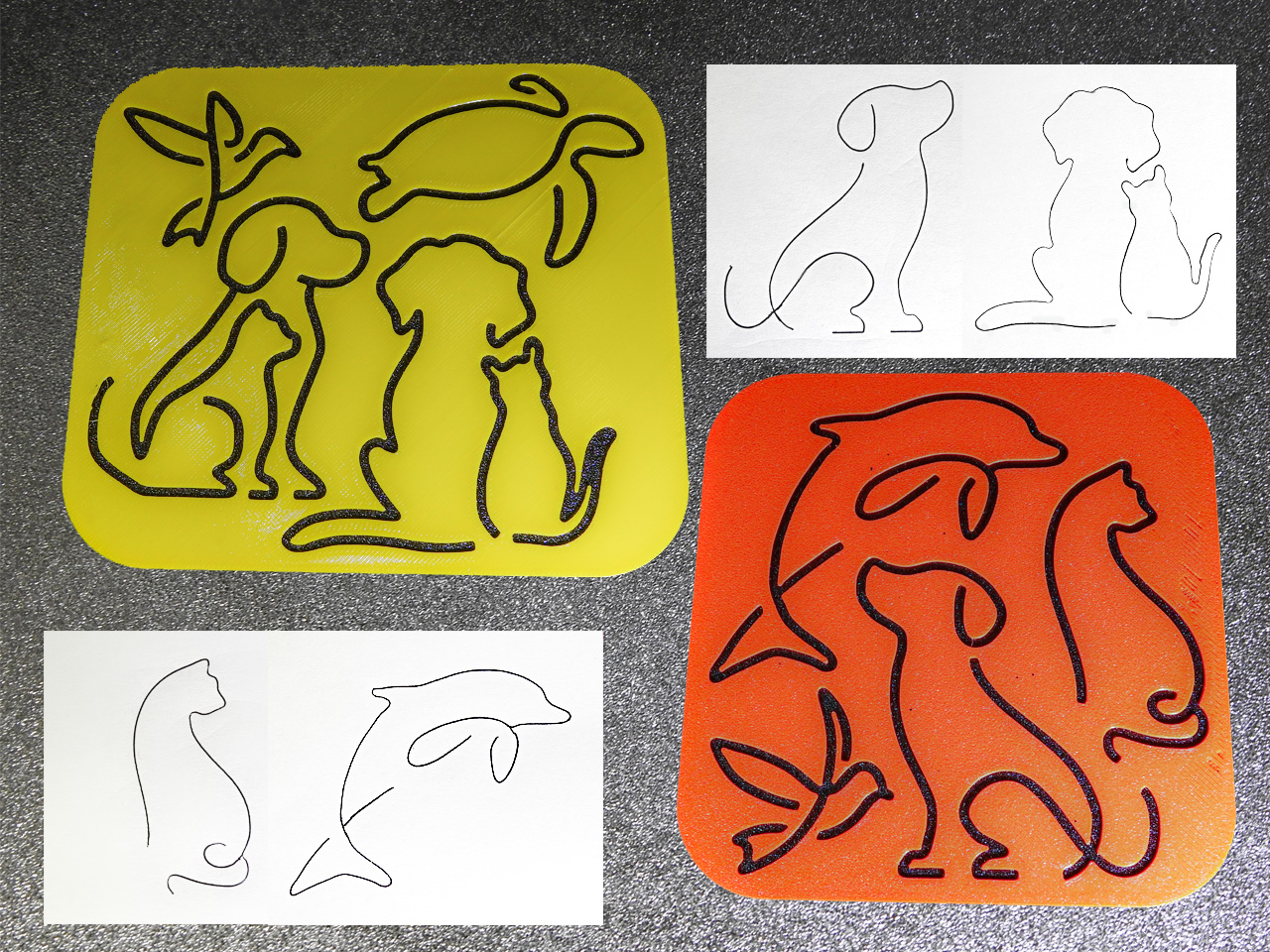 One Line Art animals stencil set by DSt | Download free STL model ...