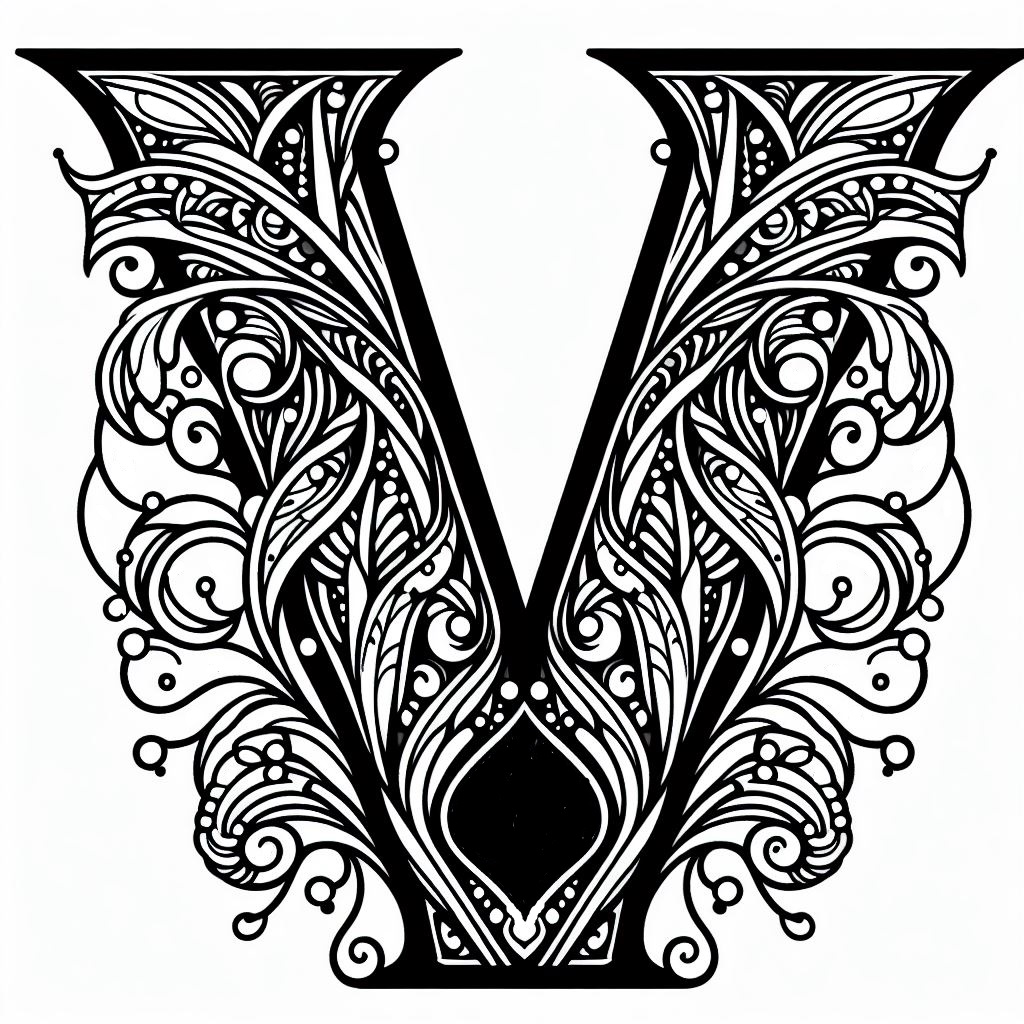 Frottage creation: letter V (version 1) by Nina Máčová | Download free ...