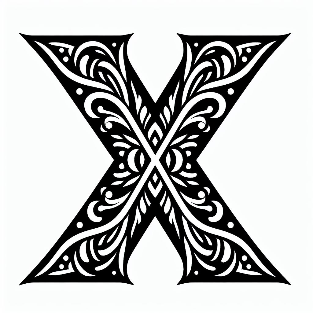 Frottage creation: letter X (version 1) by Nina Máčová | Download free ...