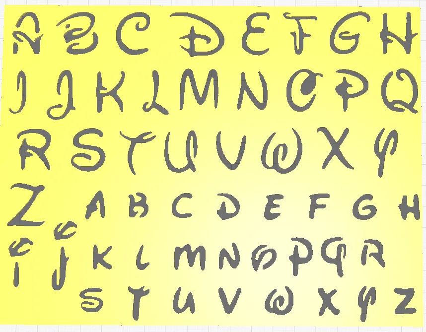 Disney style lettering stencil by kent wilson | Download free STL model ...