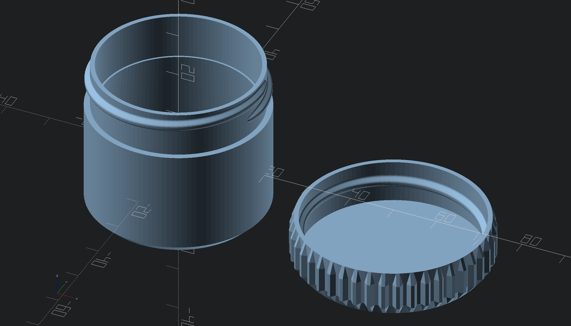 Parametric container with threaded lid (OpenSCAD) by vaxxi | Download ...